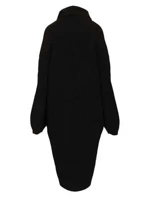 TOTEME Long Double-breasted Ribbed Wool Cardigan - Black
