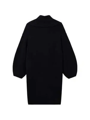 TOTEME Long Double-breasted Ribbed Wool Cardigan - Black