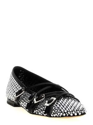 Mach & Mach Crystal Net Ballet Flats