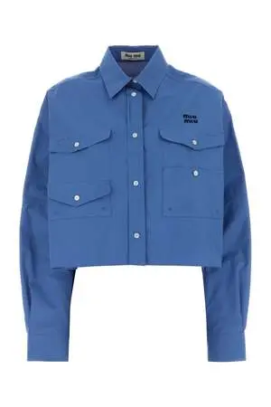 Miu Miu Oversized Poplin Shirt - Blue