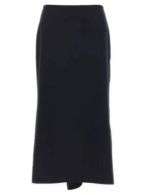 Victoria Beckham Kick Detail Wool Crêpe Skirt - Blue