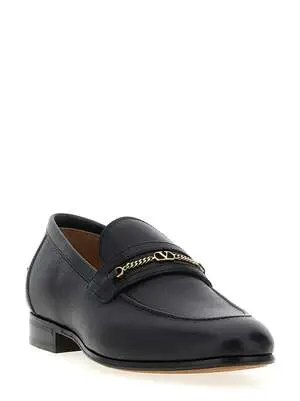 Valentino Garavani Vlogo Signature Goat Leather Loafers With Chain Detail