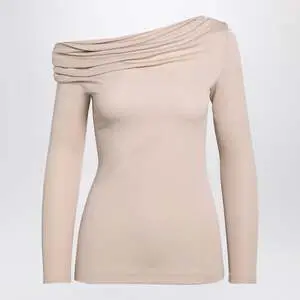 Givenchy Draped Off-the-shoulder Long Sleeve Sweater - Cream