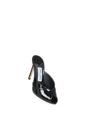 JIMMY CHOO Black Patent Leather Brigitte 100 Mules - Multicolor