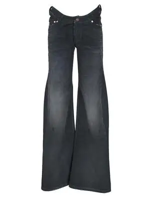 Balenciaga Curved Waist Wide Leg Jeans - Blue