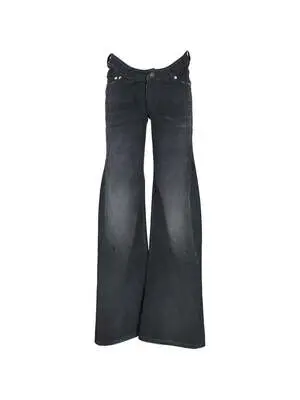 Balenciaga Curved Waist Wide Leg Jeans - Blue
