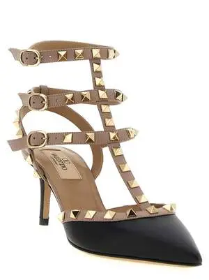 Valentino Garavani Rockstud Black Nappa Leather Pumps With Stud Embellishments - Multicolor