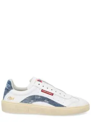 Dsquared2 Rider Sneakers White Leather And Denim - Multicolor