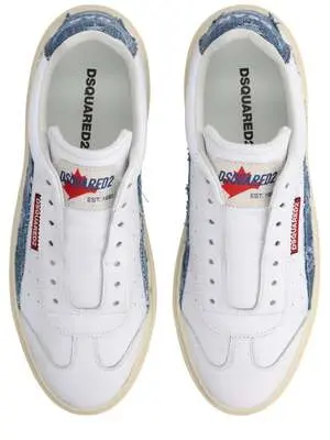 Dsquared2 Rider Sneakers White Leather And Denim - Multicolor