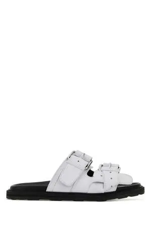 Moschino Buckled Leather Slides
