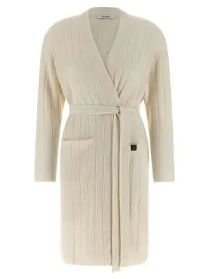Max Mara Giusto Ribbed Cashmere Belted Cardigan - White