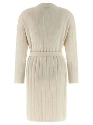 Max Mara Giusto Ribbed Cashmere Belted Cardigan - White