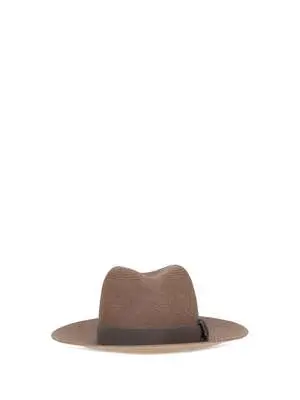 Brunello Cucinelli Straw Fedora Hat With Monili Detail - Brown