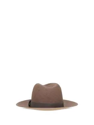 Brunello Cucinelli Straw Fedora Hat With Monili Detail - Brown