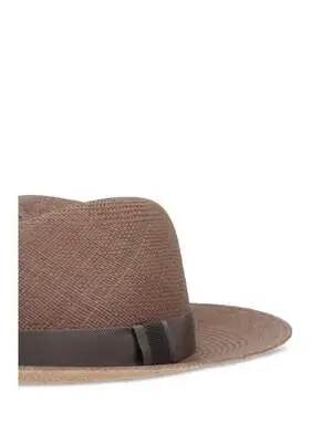 Brunello Cucinelli Straw Fedora Hat With Monili Detail - Brown
