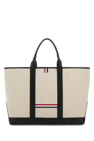 Thom Browne Canvas Medium Rwb-stripe Shopping Bag - Brown