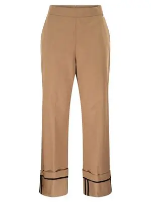 Herno Cotton Trousers With Maxi Turn-up And Contrast Piping - Brown
