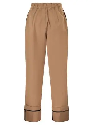 Herno Cotton Trousers With Maxi Turn-up And Contrast Piping - Brown