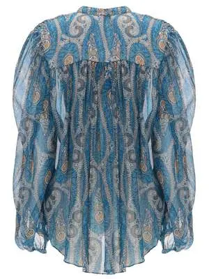 Etro Paisley Print Silk Shirt - Blue