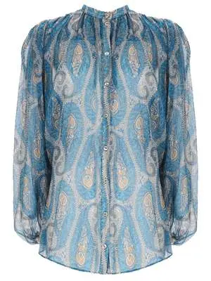 Etro Paisley Print Silk Shirt - Blue