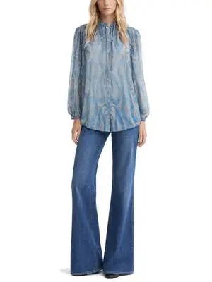 Etro Paisley Print Silk Shirt - Blue