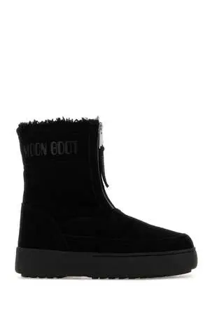 Moon Boot Suede Zip-up Ankle Boots - Black