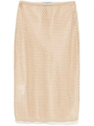 Prada PRADA Open-Knit Midi Skirt Multicolor
