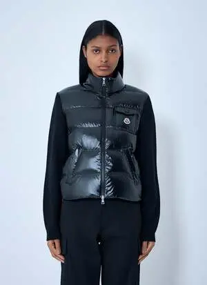 Moncler Quilted Down Gilet With Knit Sleeves