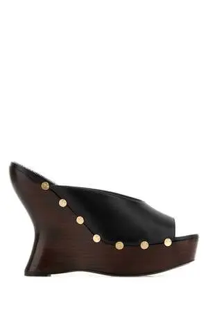 Magda Butrym Nappa Leather Wedges With Studded Detail - Black