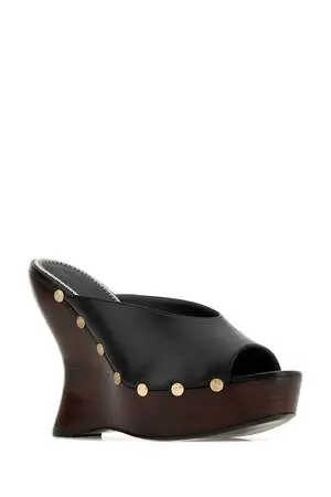 Magda Butrym Nappa Leather Wedges With Studded Detail - Black