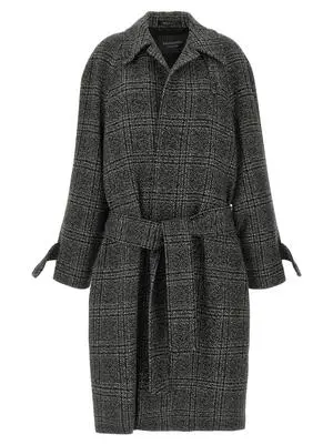 Balenciaga BALENCIAGA Vintage Wool Check Coat Black