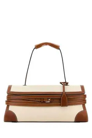 Moschino Canvas Shoulder Bag With Golden Metal Finishing - Brown