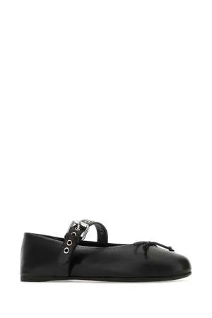 Miu Miu Leather Ballerinas - Black