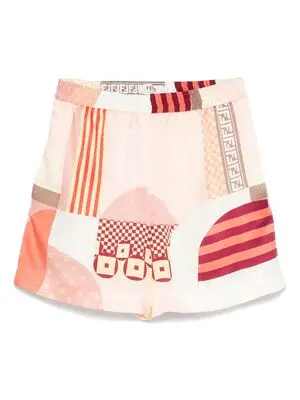 Fendi High-waisted Patchwork Shorts - Multicolor