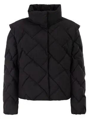 Herno Matt Nylon Down Jacket With Detachable Sleeves - Black