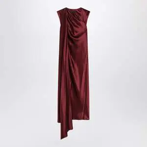 Max Mara Silk Satin Dress With Cape Detail - Red