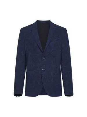 Etro Blue Paisley-pattern Seersucker Jersey Single-breasted Jacket