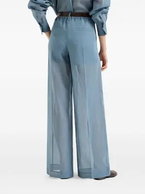 Brunello Cucinelli Cotton Organza Sartorial Wide Leg Trousers - Multicolor