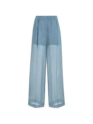 Brunello Cucinelli Cotton Organza Sartorial Wide Leg Trousers - Multicolor