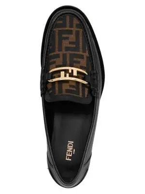 Fendi O'lock Leather Loafers - Black