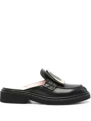ROGER VIVIER Viv Rangers Buckled Leather Mules - Multicolor