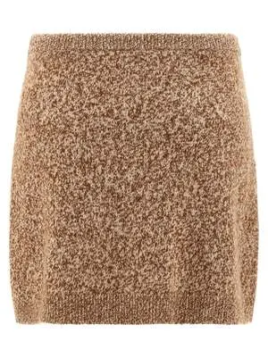 Versace Mouline Knit Mini Skirt With Gold Logo Detail
