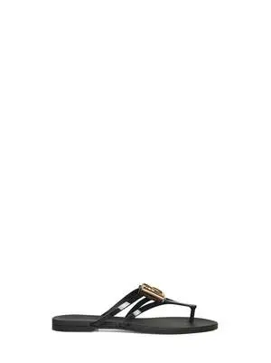 Dolce & Gabbana Black Rubber Dg Logo Thong Sandals - Multicolor