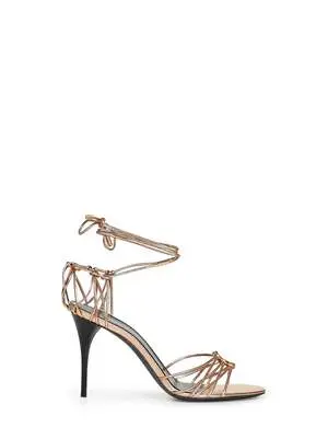 Saint Laurent Metallic Nappa Leather Lace-up Sandals - Multicolor