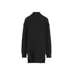 JIL SANDER Long Ribbed Turtleneck Sweater - Black