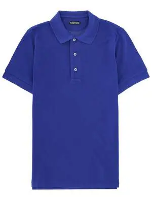 TOM FORD Lyocell And Cotton Polo Shirt - Blue
