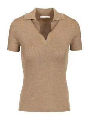 Max Mara Ribbed Wool Polo Shirt - Cream