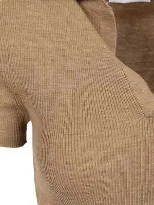 Max Mara Ribbed Wool Polo Shirt - Cream
