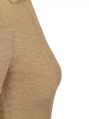 Max Mara Ribbed Wool Polo Shirt - Cream