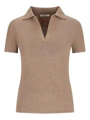 Max Mara Ribbed Wool Polo Shirt - Cream